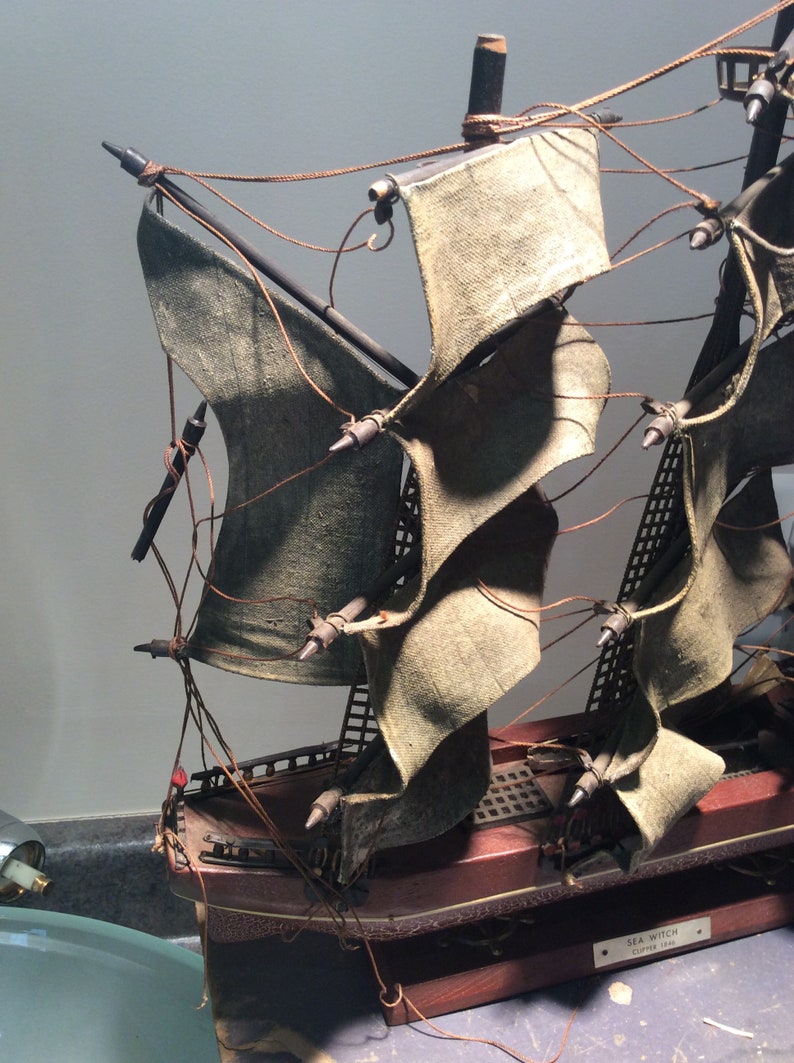 Rare Old Shipwrecked Ship 1846 Sea Witch Clipper Model Miniature Ship ...