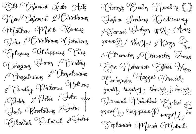 Clear Calligraphy Bible Book Title Stickers - All 66 Books - Etsy