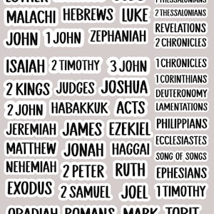 Catholic 73 Clear Bible Book Name Stickers- Smaller Stickers (sizes ...