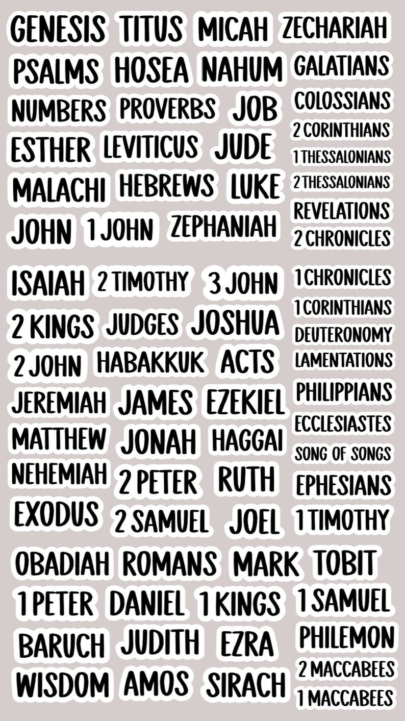 Catholic Bible Book Name Stickers – Clear, 73 Titles - Etsy