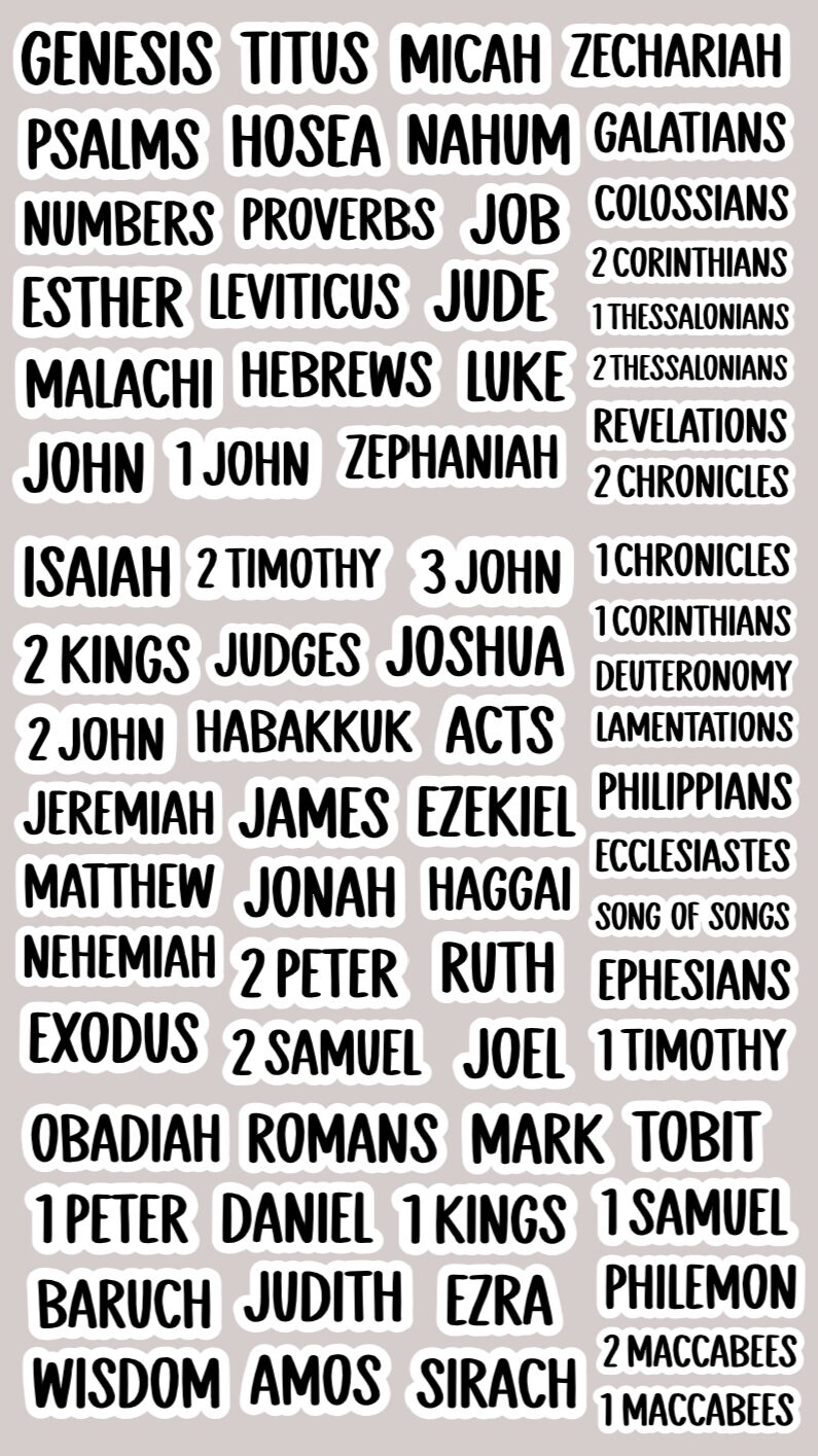 Catholic Bible Book Name Stickers – Clear, 73 Titles - Etsy