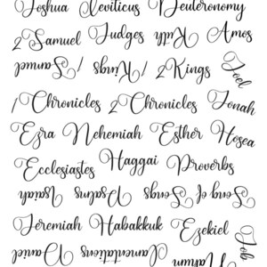 Clear Calligraphy Bible Book Title Stickers - All 66 Books - Etsy