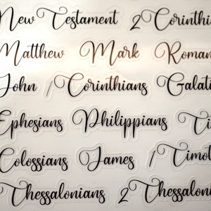 Clear Calligraphy Bible Book Title Stickers - All 66 Books - Etsy