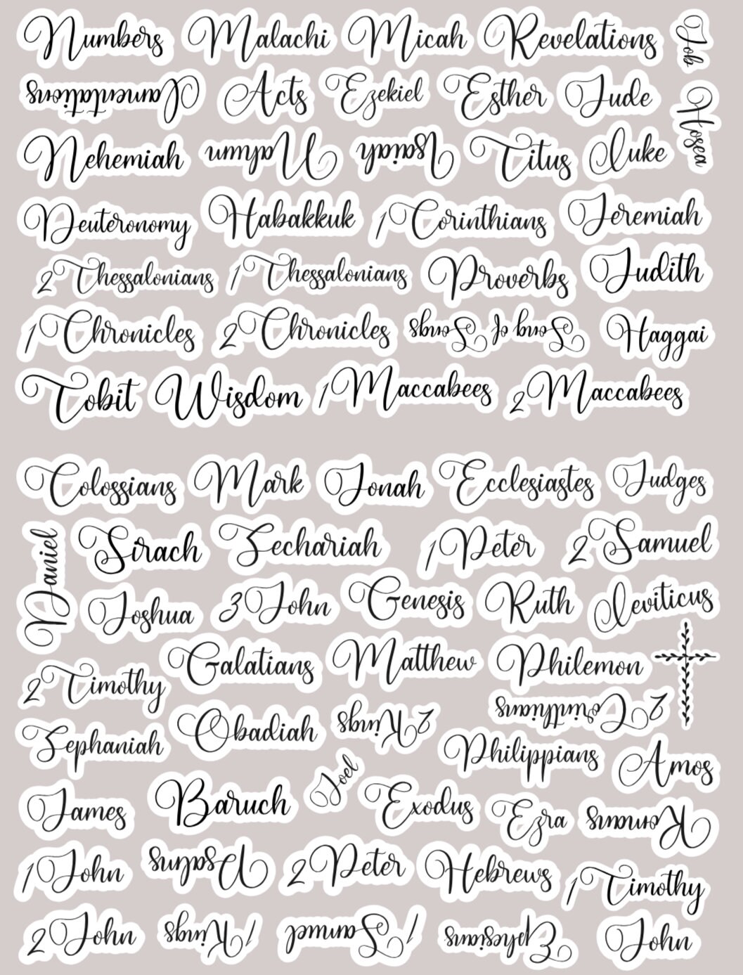 Catholic 73 Clear Bible Book Name Stickers- Smaller Stickers (sizes ...