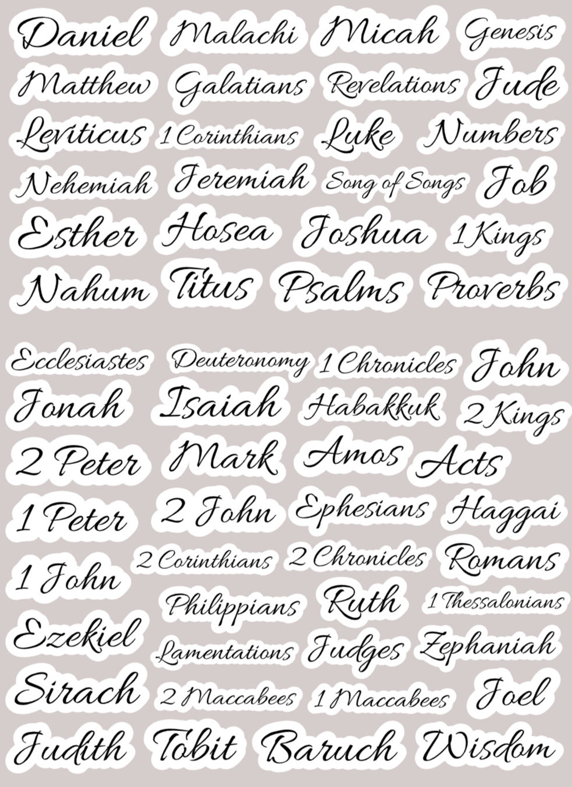 Catholic Bible Book Name Stickers – Clear, 73 Titles - Etsy