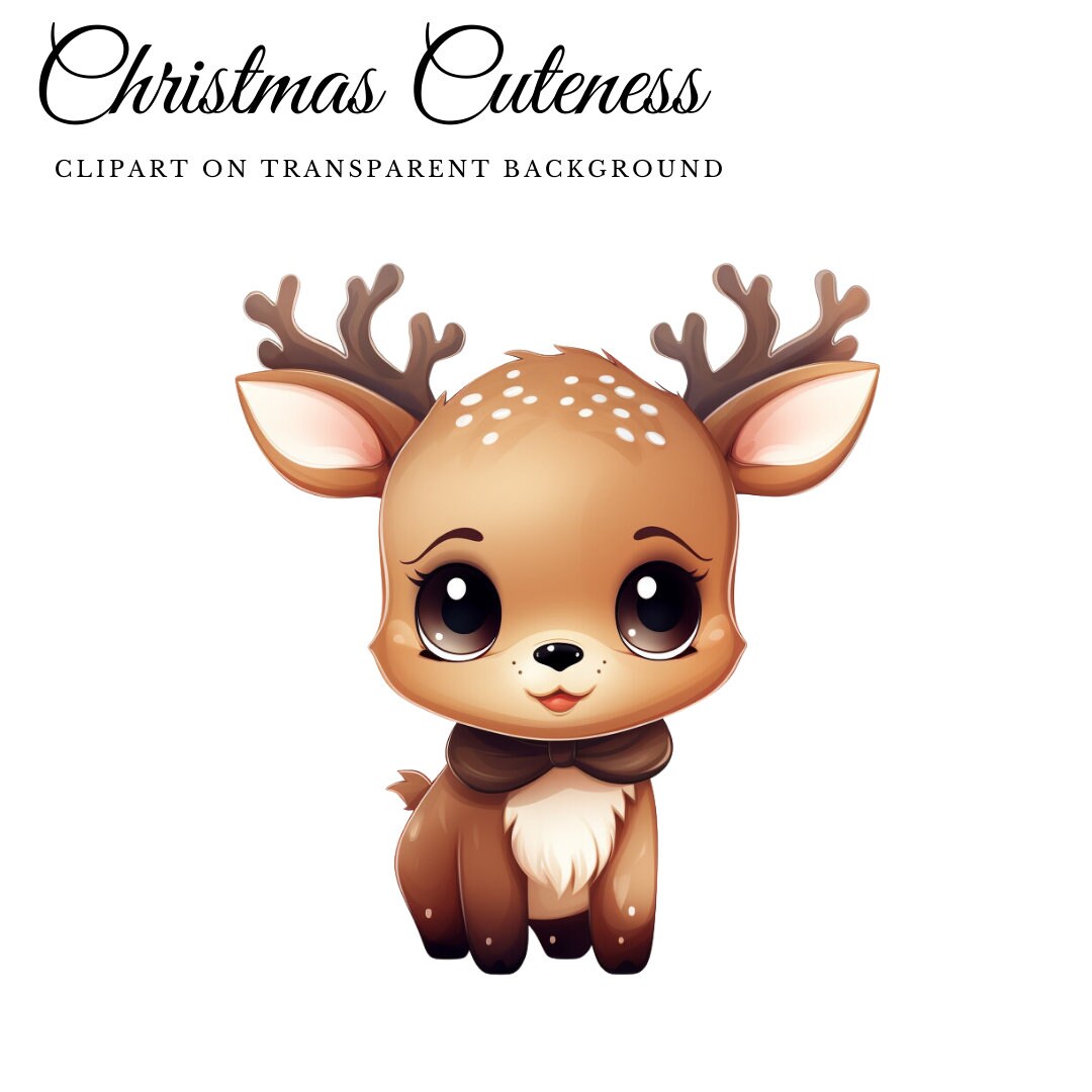 Cute Christmas Reindeer PNG Clipart Transparent Background - Etsy