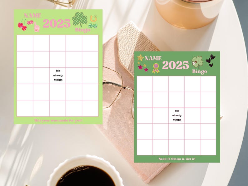 2025 Bingo Card Template - Editable Canva Digital Download | Four-leaf ...