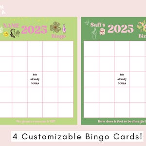 2025 Bingo Card Template - Editable Canva Digital Download | Four-leaf ...