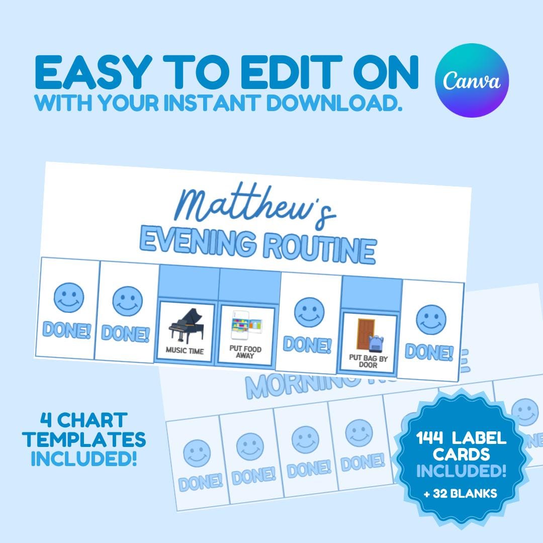 Kids Flip Routine Chart, Printable Morning Afternoon Evening Bedtime ...