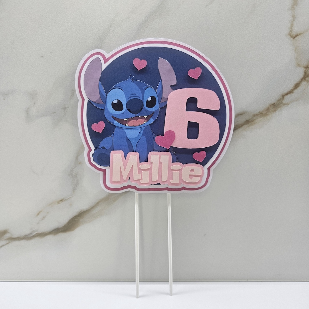 Stitch Cake Topper - Custom Birthday Decoration - Personalised 3D Party ...