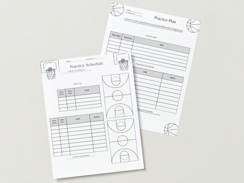 2 Basketball Practice Plan Worksheets Pdf Download - Etsy