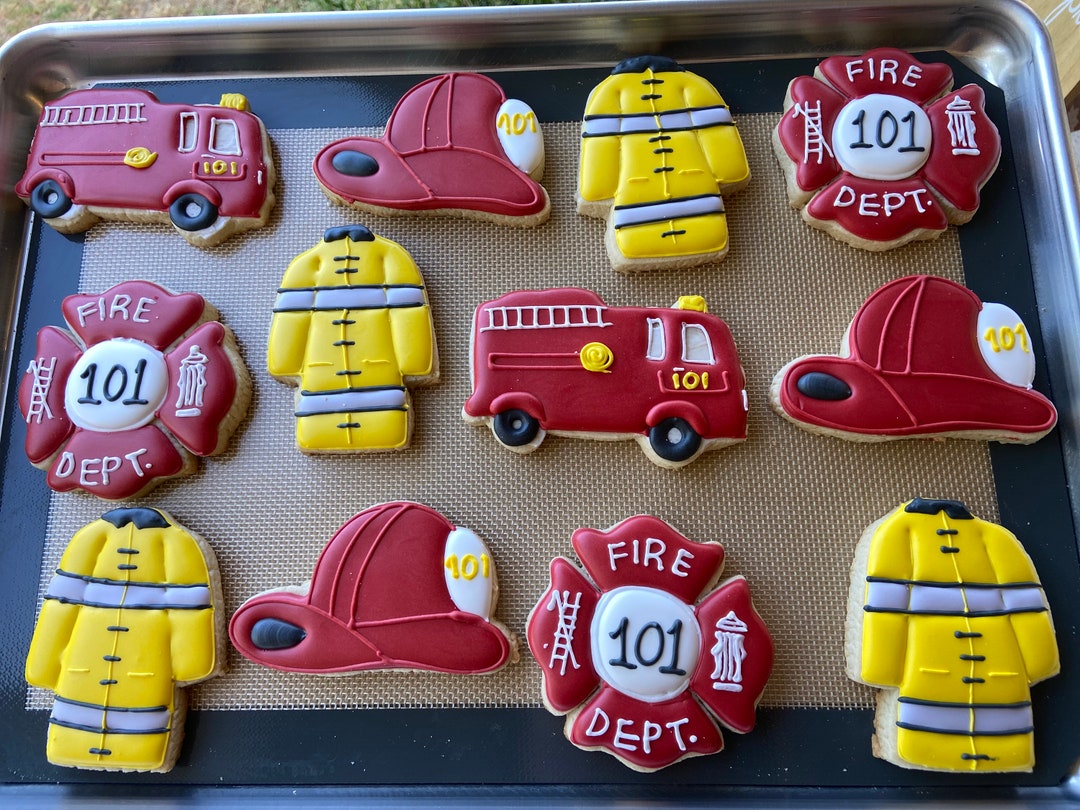 One Dozen of Firefighter Themed Sugar Cookies/ Fire Dep Cookies ...
