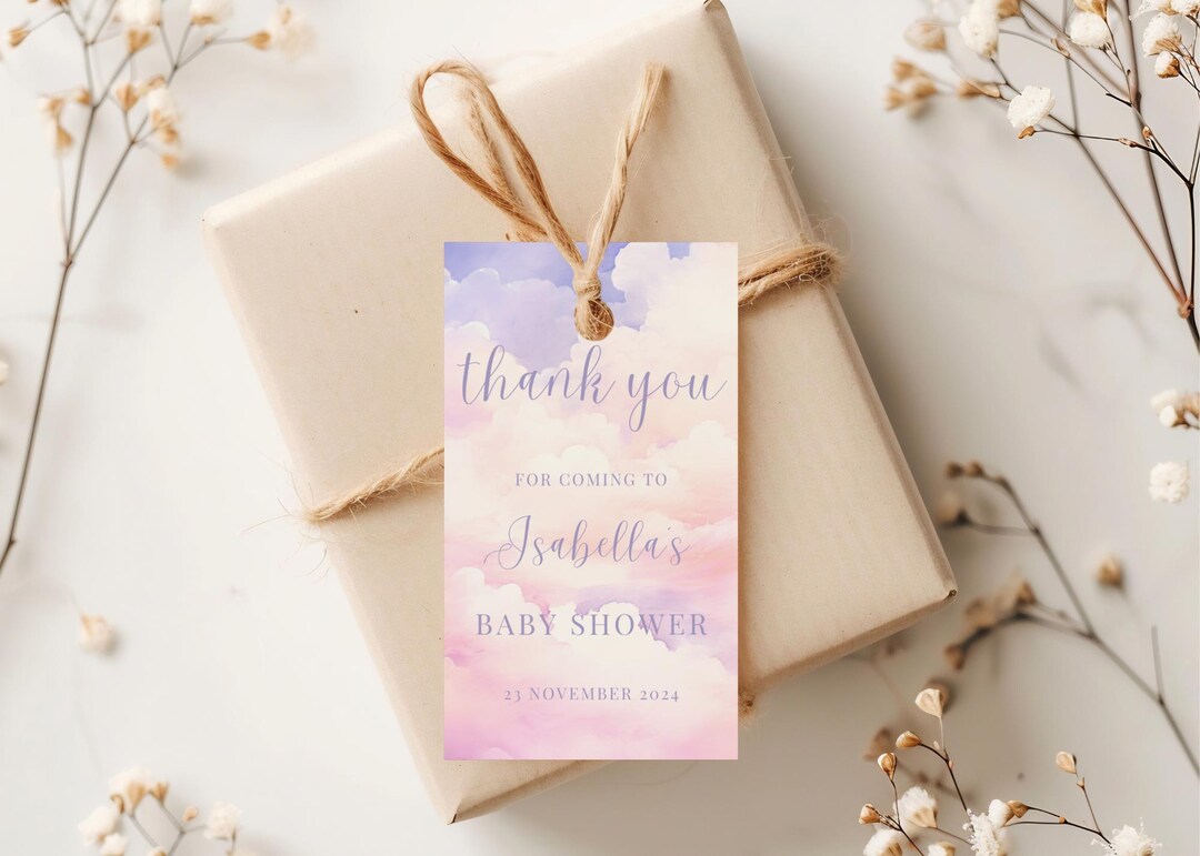 Little Piece of Heaven Baby Shower | Baby Shower Favour Tags | Editable ...
