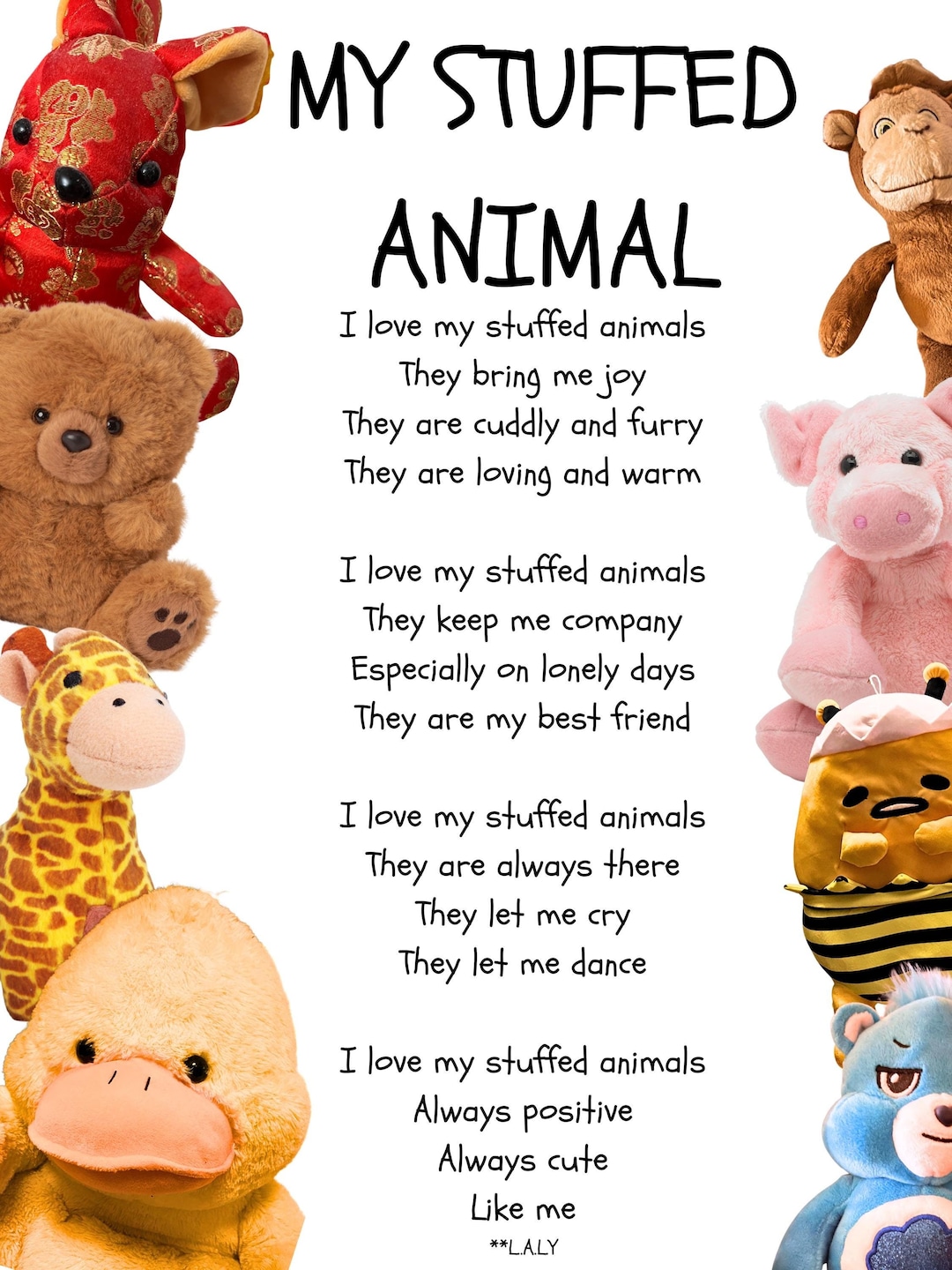 Poem About My Stuffed Animals, Personally Created/written by Victoria ...