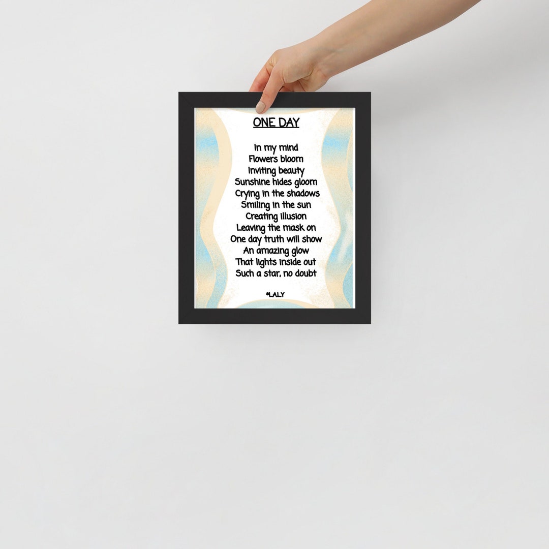 Framed Poster With Poem About One Day - Etsy