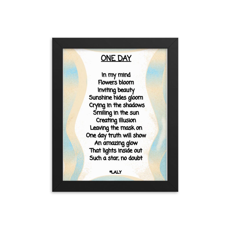 Framed Poster With Poem About One Day - Etsy