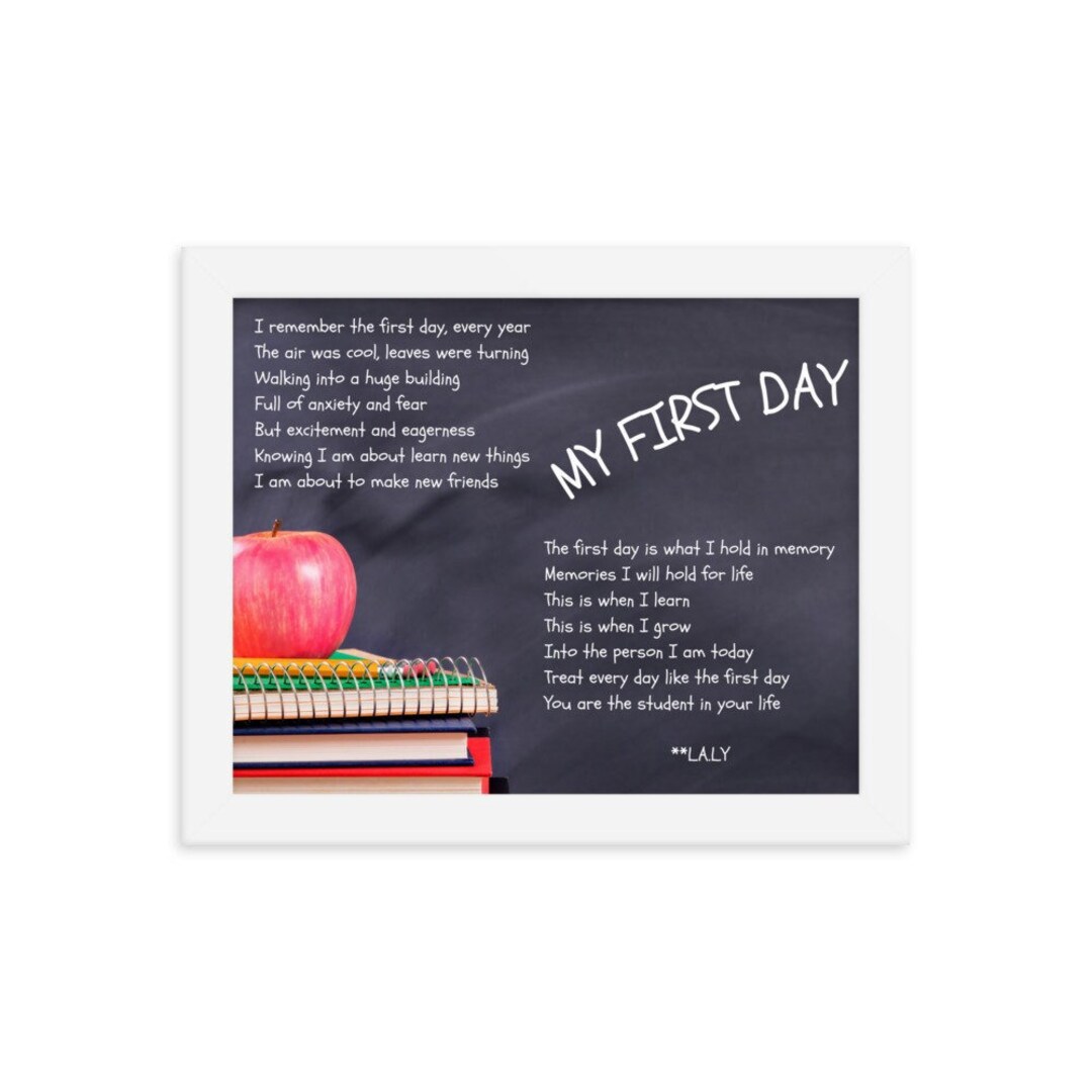 8”x10” Framed Poster, Poem of My First Day - Etsy