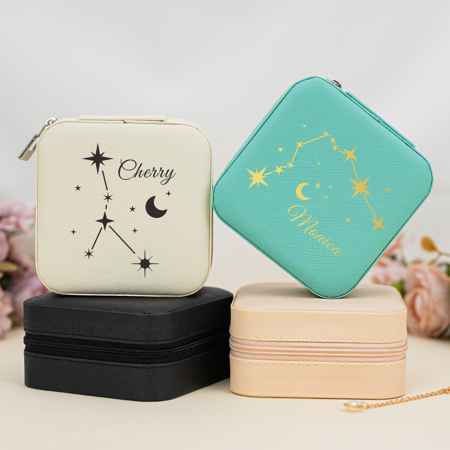 Leather Zodiac Sign Jewelry Box, Constellation Name Jewelry Box ...