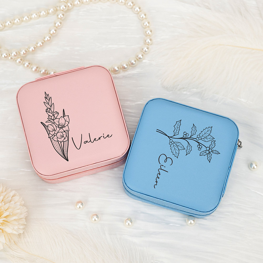 Engraved Birth Flower Jewelry Box, Personalised Jewelry Box, Jewelry ...
