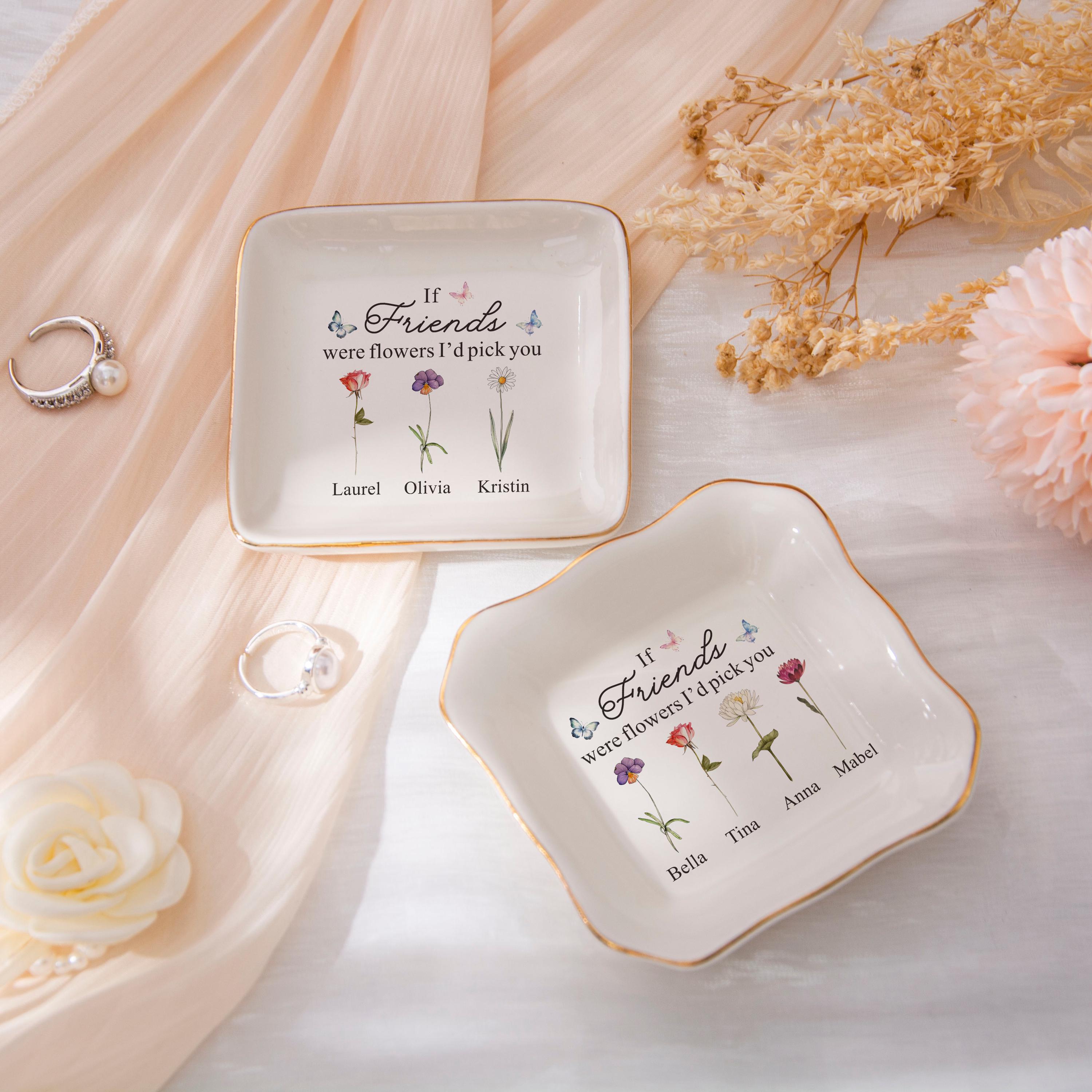 Friendship Trinket Dish, Birth Flower Ring Dish for BFF, Custom Jewelry ...