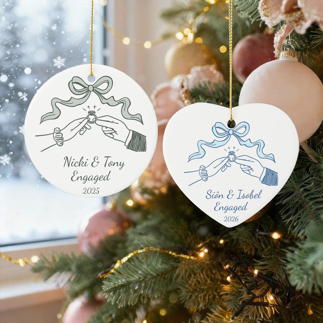 Personalized Engaged Bauble, Mr & Mrs Engaged Ornament, Christmas Gift ...