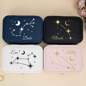 Custom Leather Zodiac Sign Jewelry Box, Constellation Name Jewelry Box ...