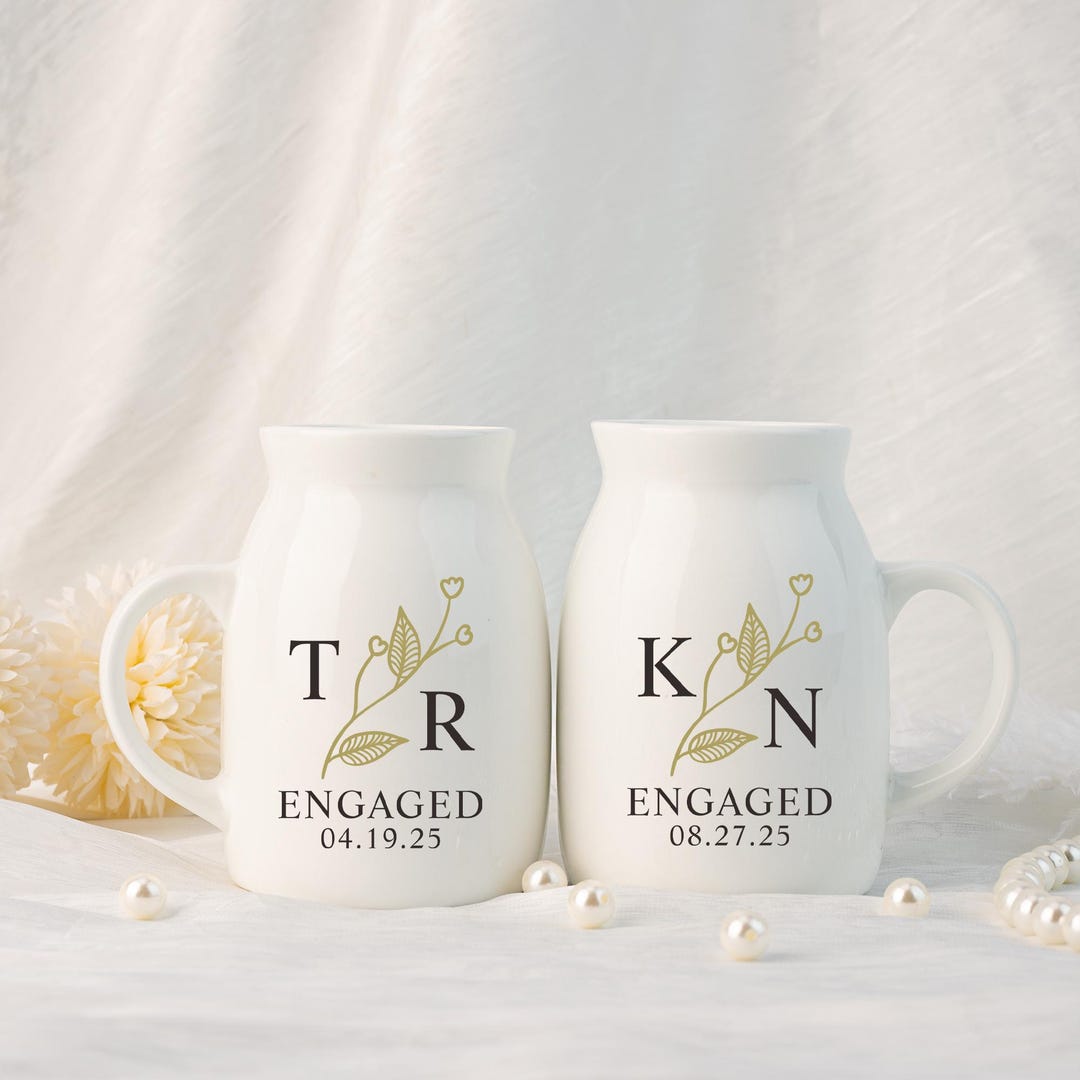 Engaged Flower Vase, Custom Engagement Gift, Flower Vase for Couple ...