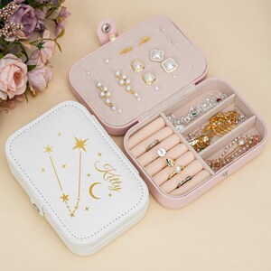 Custom Leather Zodiac Sign Jewelry Box, Constellation Name Jewelry Box ...