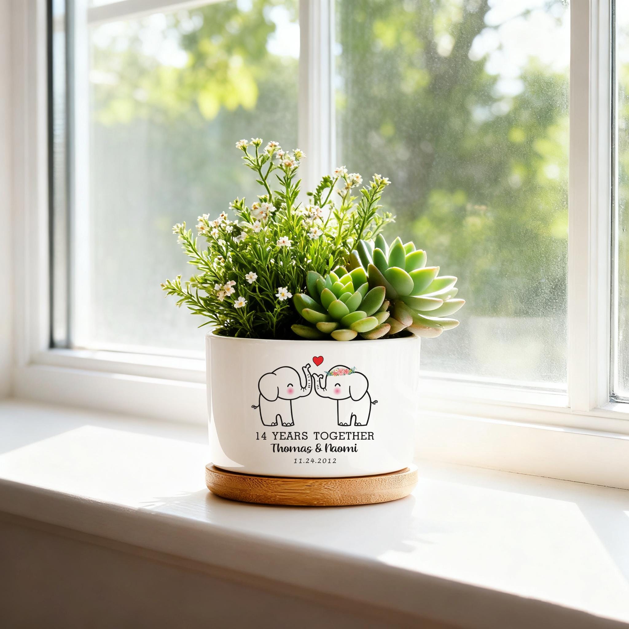 14th Ivory Wedding Anniversary Plant Pot, Personalized the Ivory Year ...