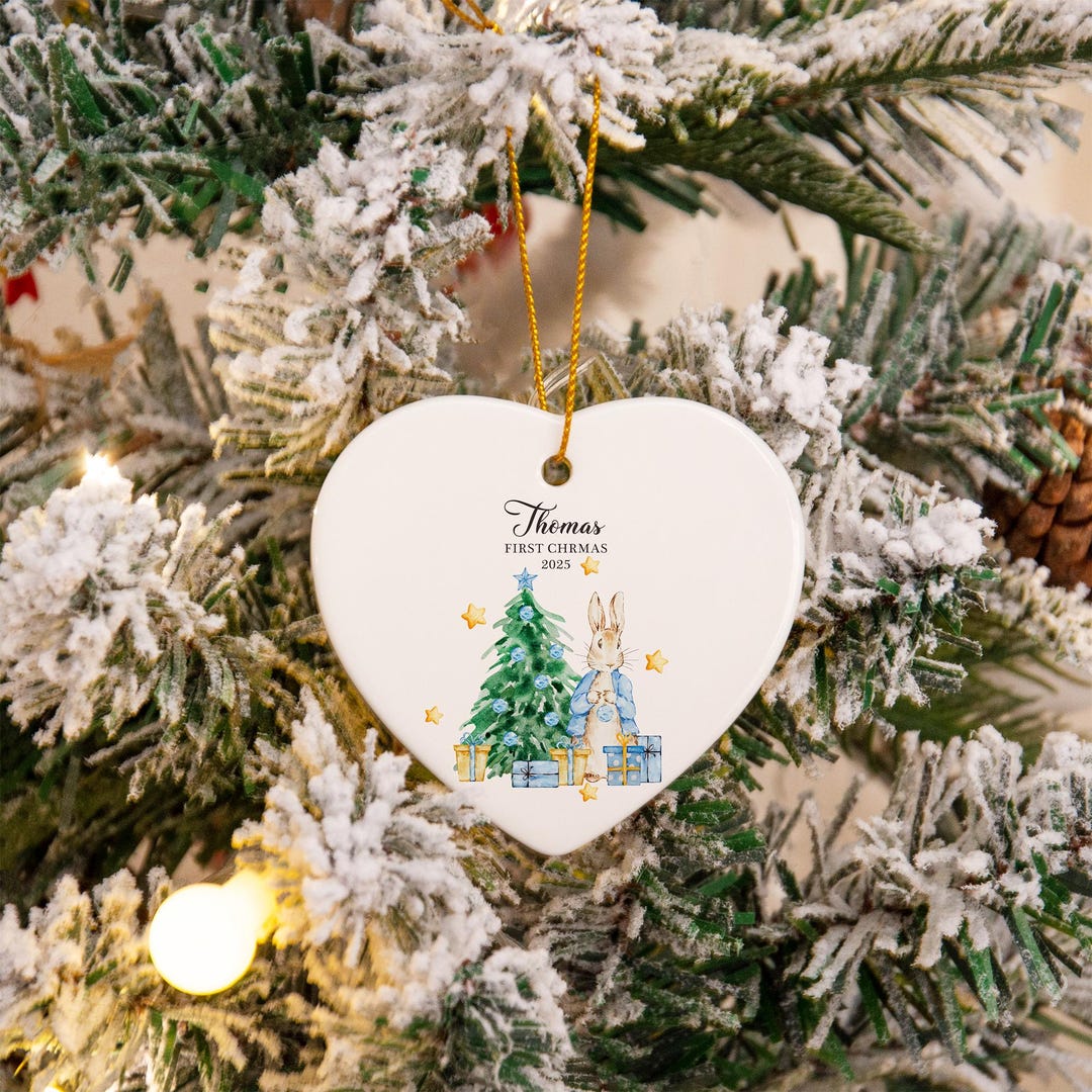 Personalised Baby's First Christmas Bauble, Baby 1st Rabbit Christmas ...