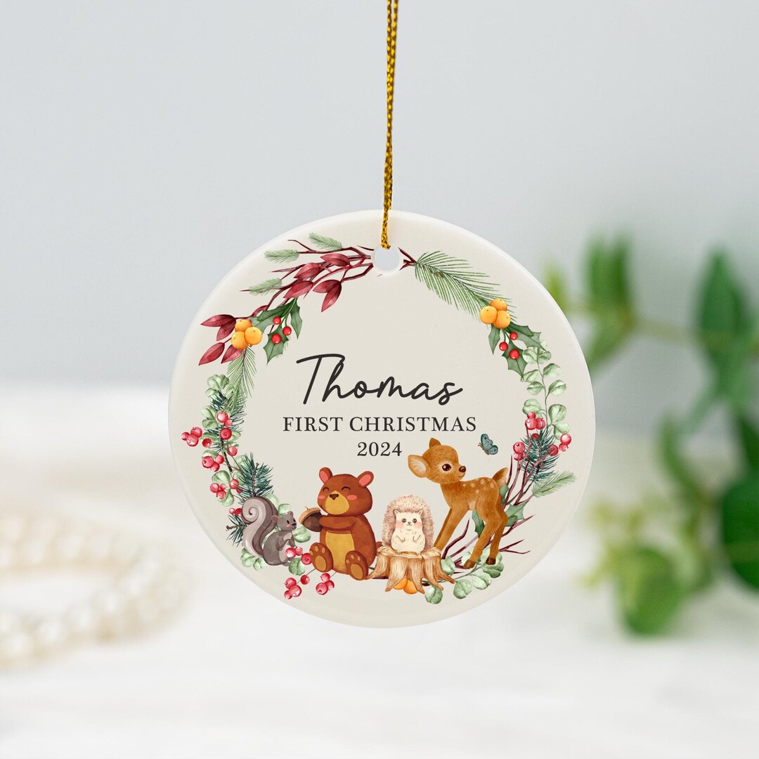 Personalised First Chirstmas Bauble, Baby 1st Christmas Ornament, 2024 ...