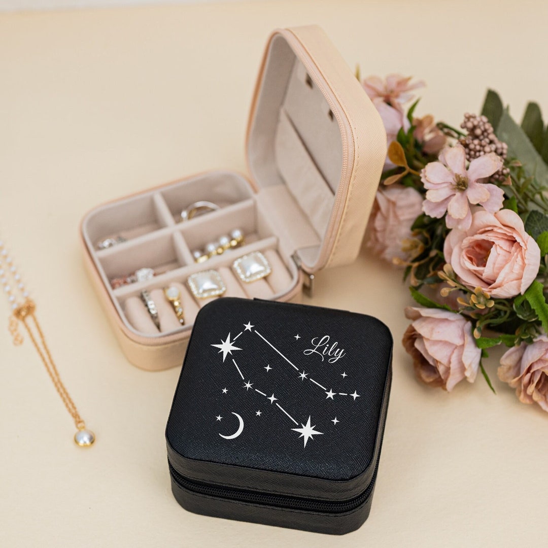 Leather Zodiac Sign Jewelry Box, Constellation Name Jewelry Box ...