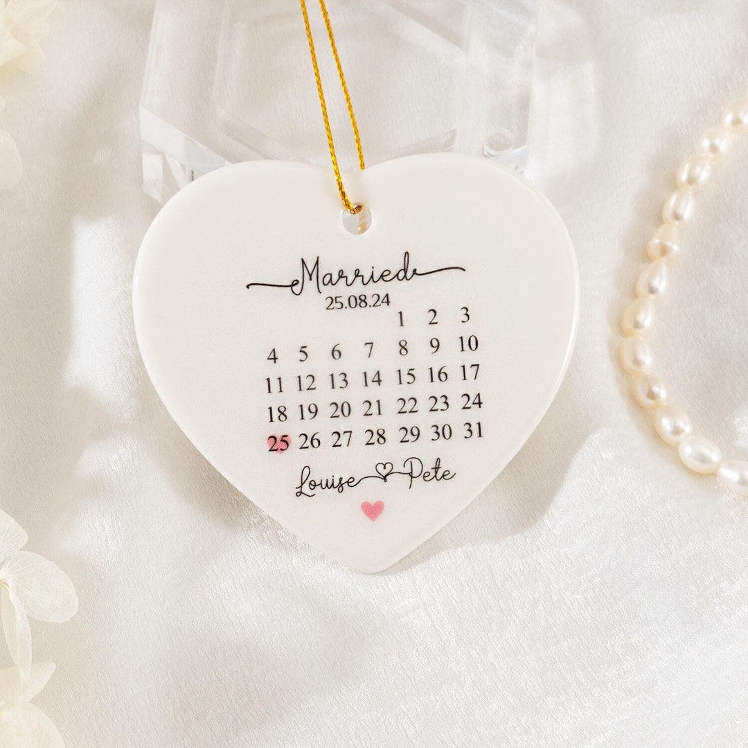 Married Calender Date Ornament,custom Wedding Gift Bauble,wedding Day ...
