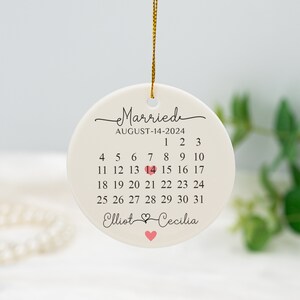 Personalised Married Calendar Date Ceramic Bauble, Wedding Day Keepsake ...