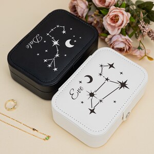 Custom Leather Zodiac Sign Jewelry Box, Constellation Name Jewelry Box ...