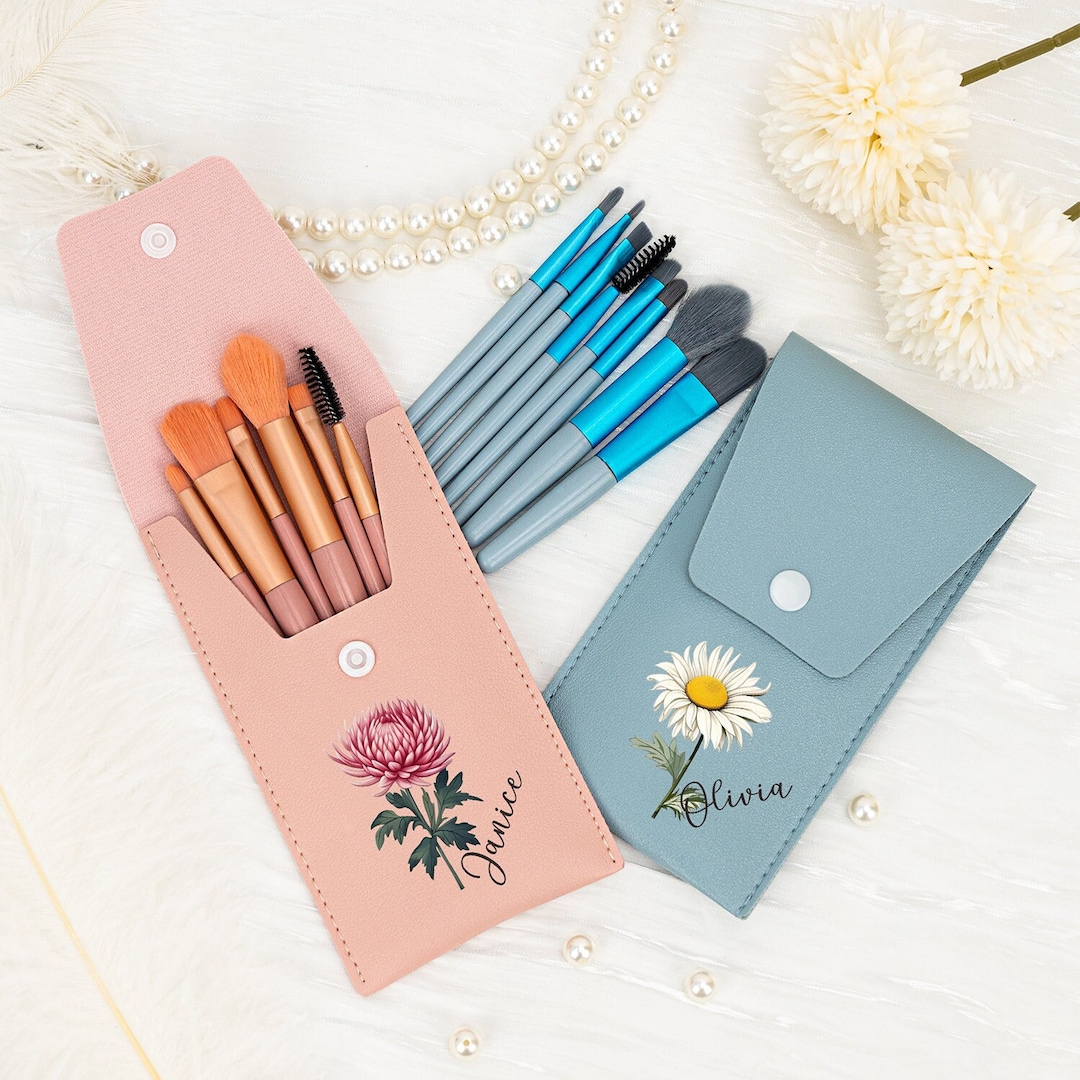 Custom Colorful Birth Flower Makeup Brush Set,wedding Favors,bridesmais ...
