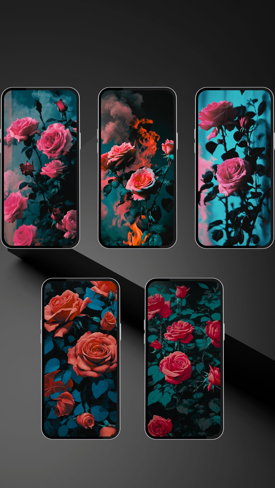 Roses Phone Wallpaper Bundle of 5 - Etsy