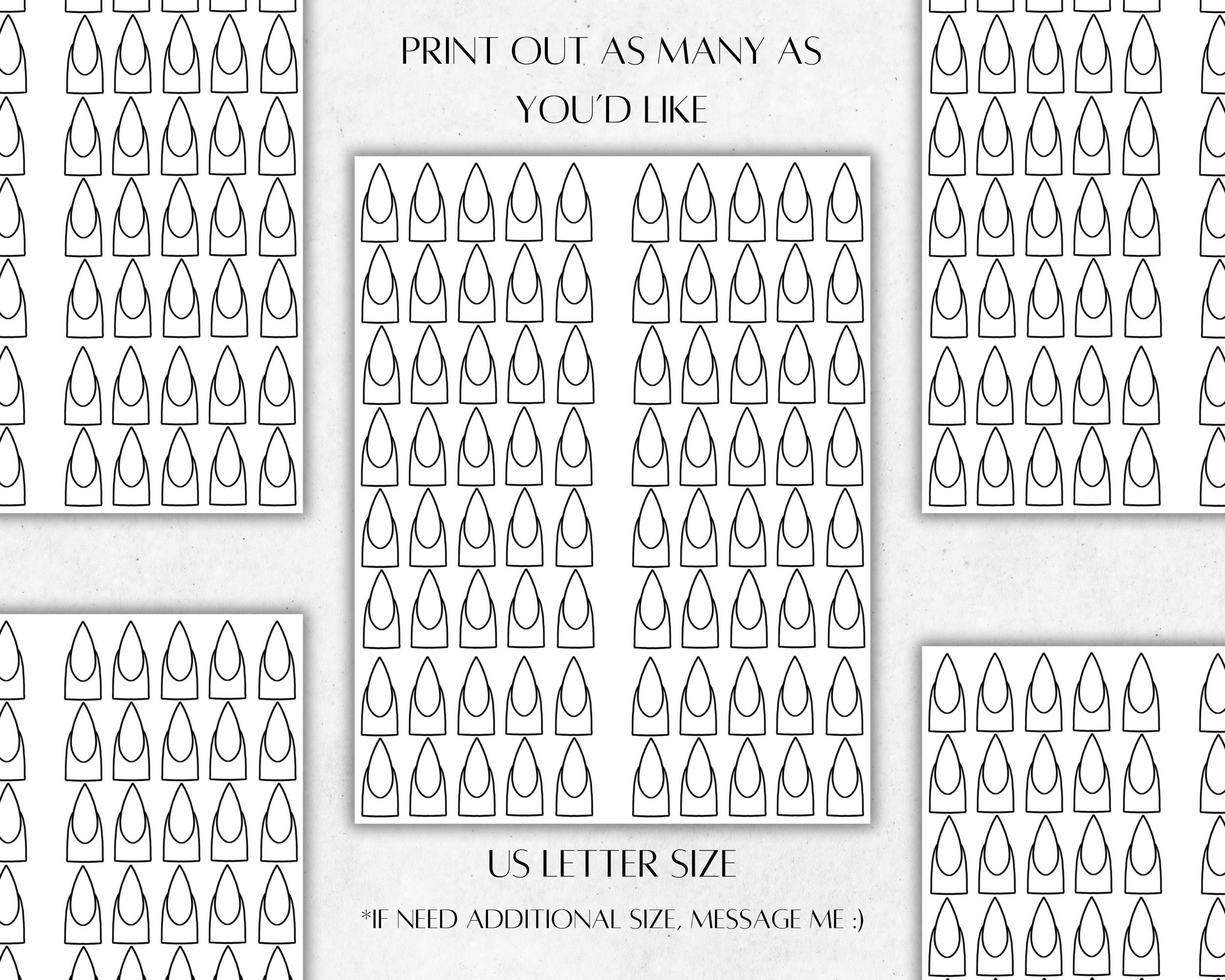 Stiletto Nail Template | Nail Design & Practice Template | Digital ...