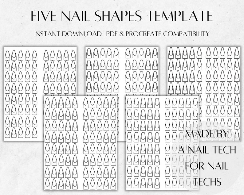 FIVE Nail Shapes Art Templates | Press on Nails & Nail Technicians ...