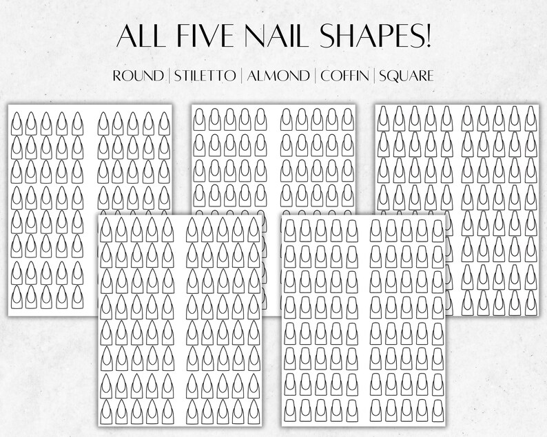 FIVE Nail Shapes Art Templates | Press on Nails & Nail Technicians ...