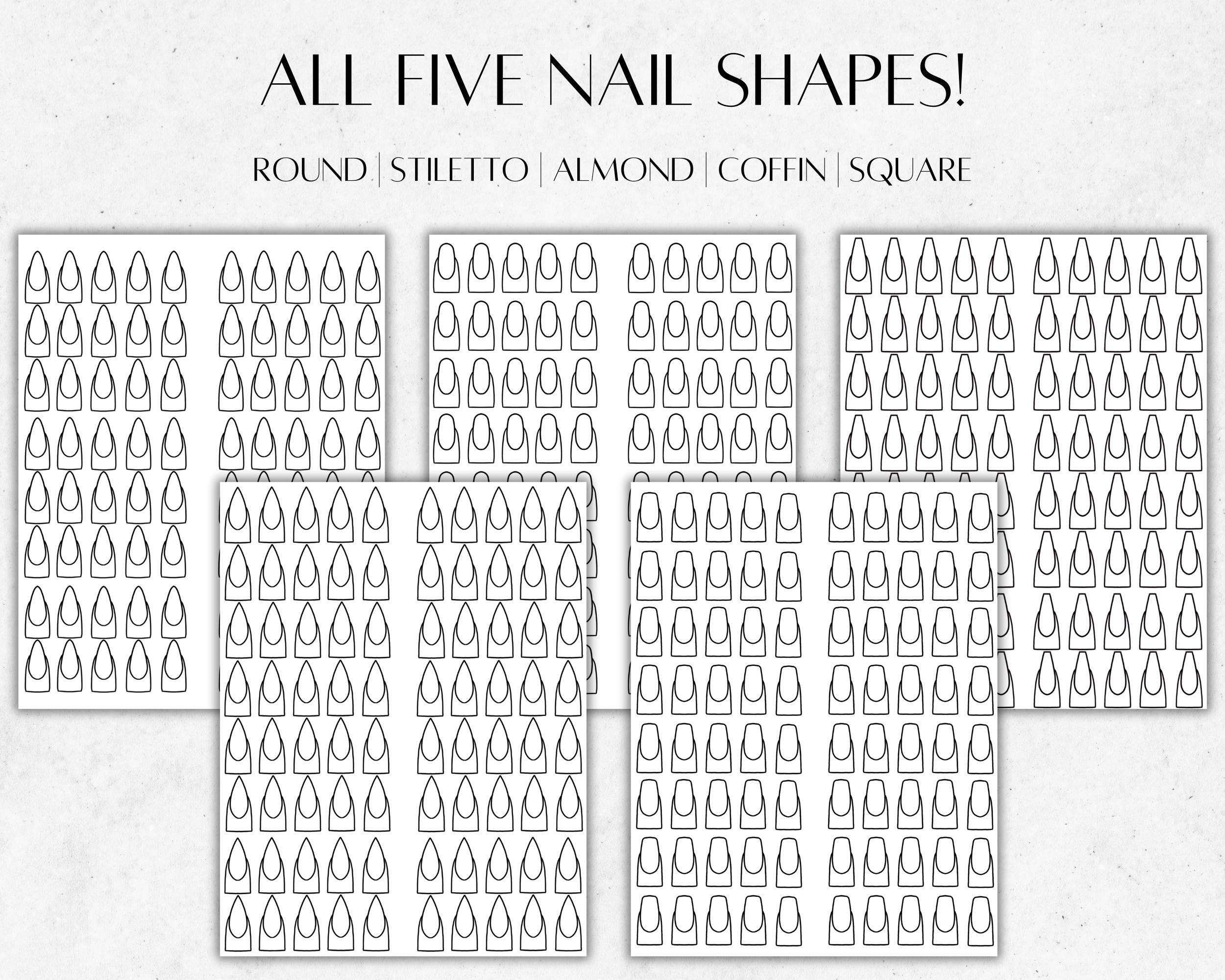 FIVE Nail Shapes Art Templates | Press on Nails & Nail Technicians ...