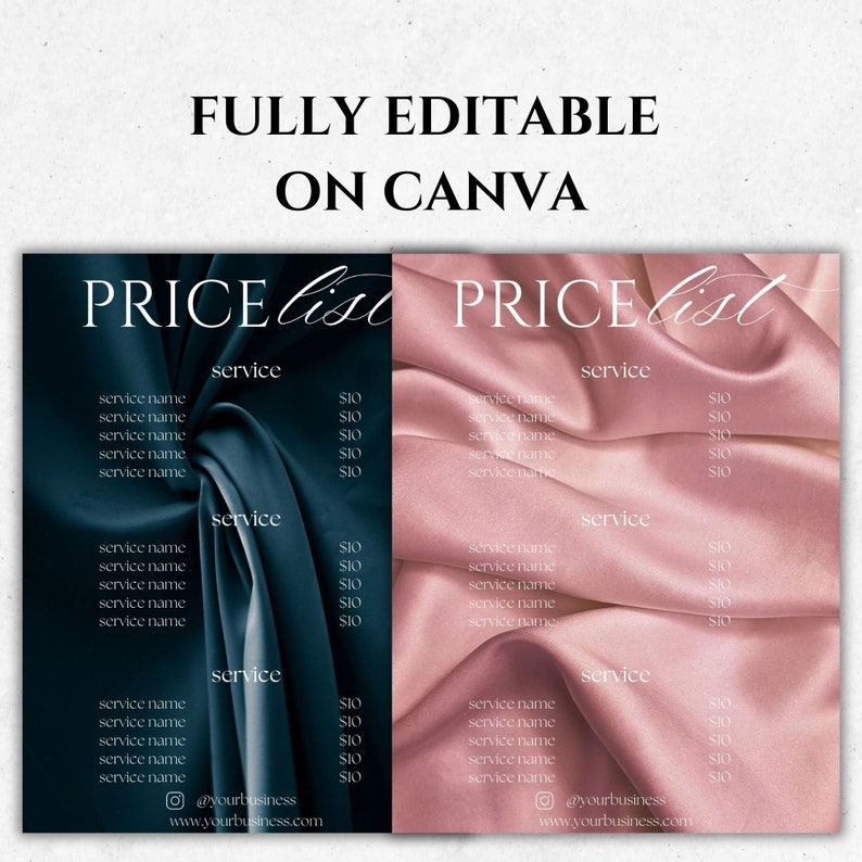 Luxury Price List Template | Salon Price List | Beauty Price List ...