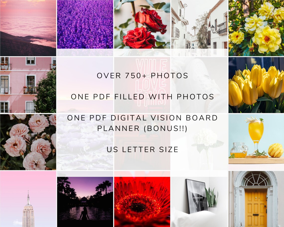 2024 Vision Board Kit Manifest PDF Digital File Printable Mood Board ...