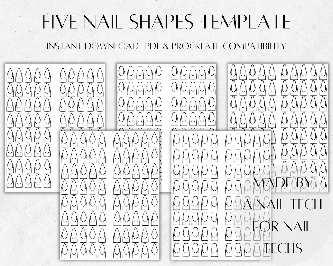 FIVE Nail Shapes Art Templates | Press on Nails & Nail Technicians ...