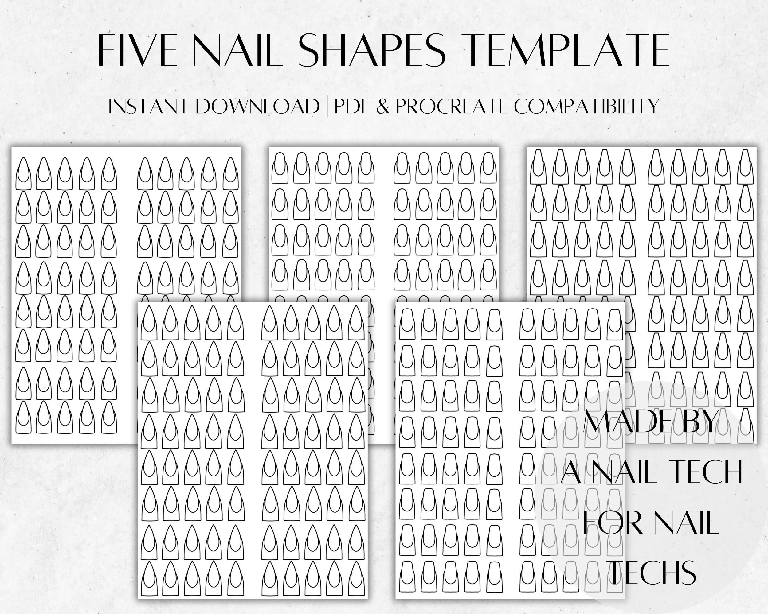 FIVE Nail Shapes Art Templates | Press on Nails & Nail Technicians ...