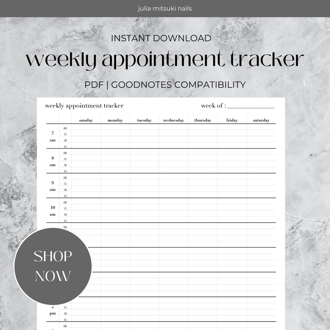 Printable Weekly Appointment Tracker PDF | Goodnotes. Appointment Book ...