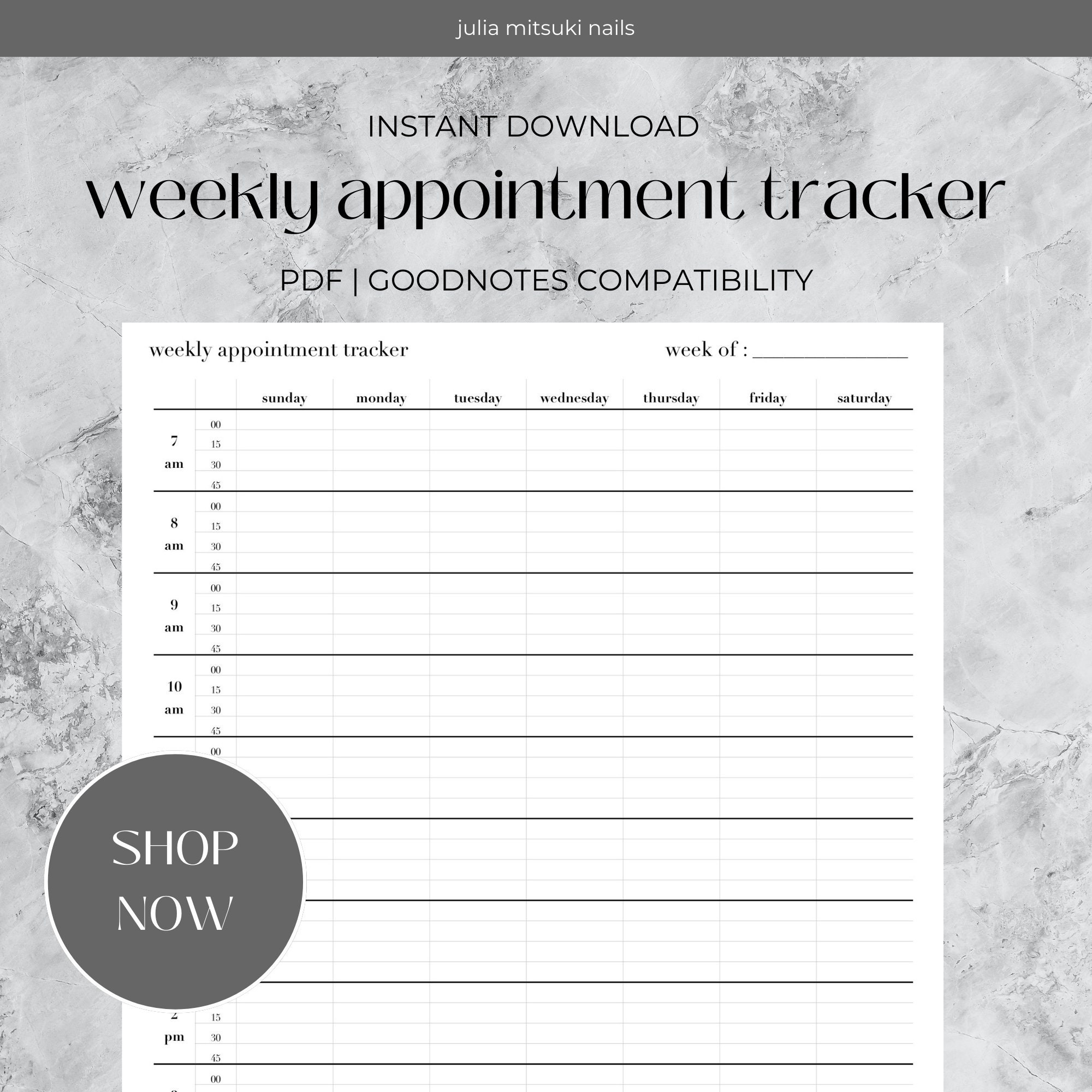Printable Weekly Appointment Tracker PDF | Goodnotes. Appointment Book ...