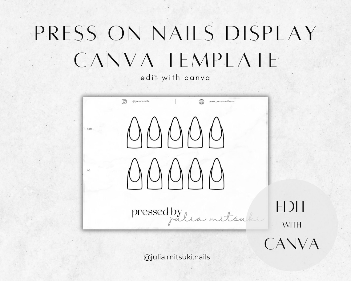 Customizable Press-on Nail Display Card Canva Template | DIY Nail Tech ...
