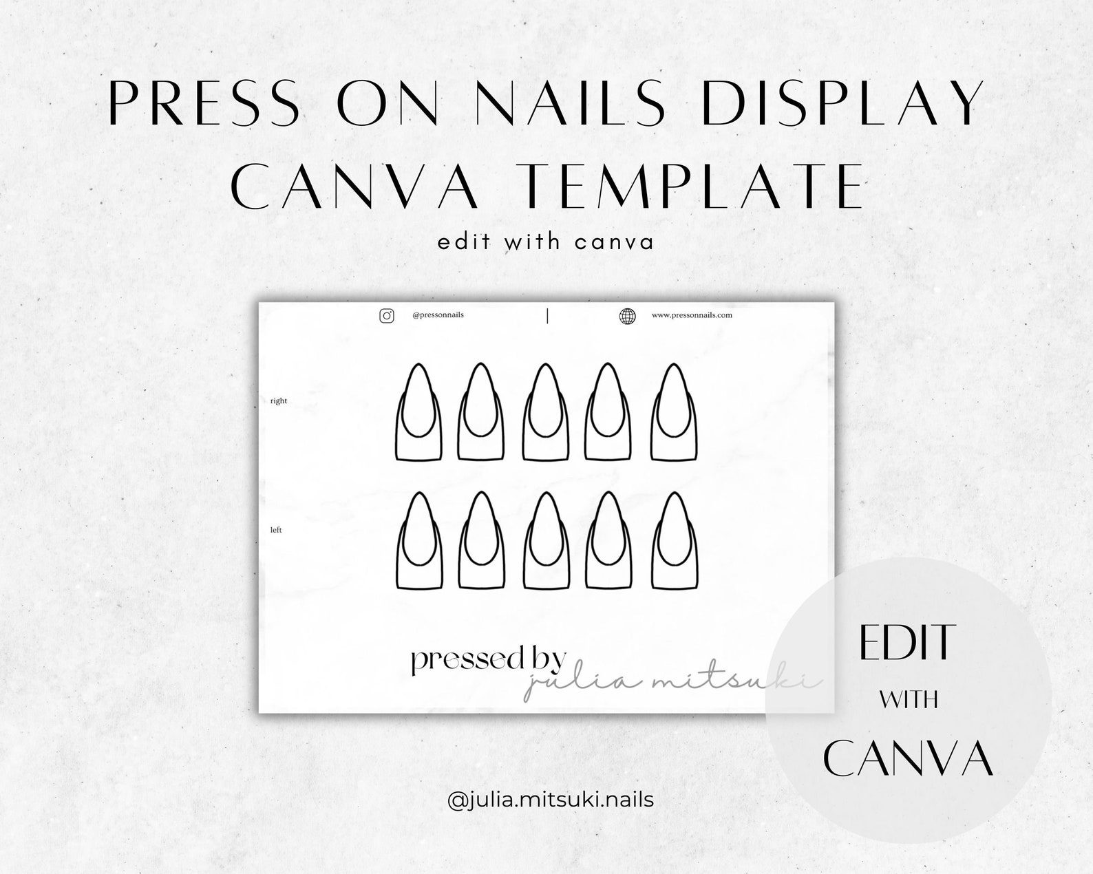 Customizable Press-on Nail Display Card Canva Template | DIY Nail Tech ...