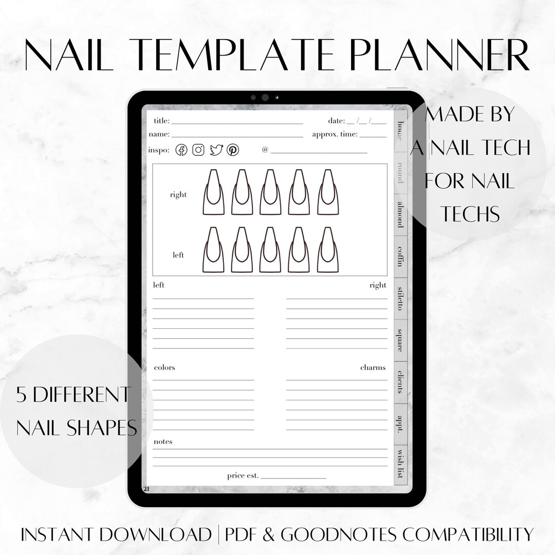 Digital Nail Tech Planner | Goodnotes Compatibility | iPad | Salon ...